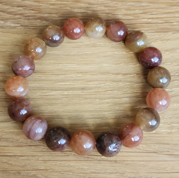Hand Crafted | Jewelry | Rutilated Red Quartz Bead Stretch Hand Crafted ...